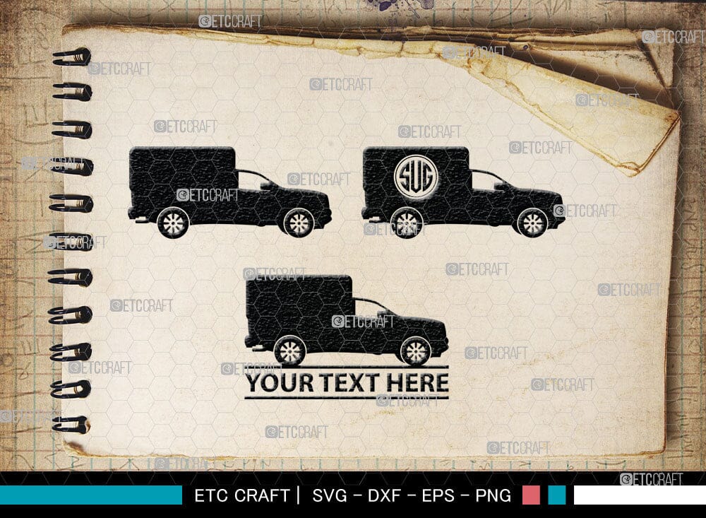 Truck Monogram, Truck Silhouette, Pickup Truck Svg, Container Svg, Semi ...