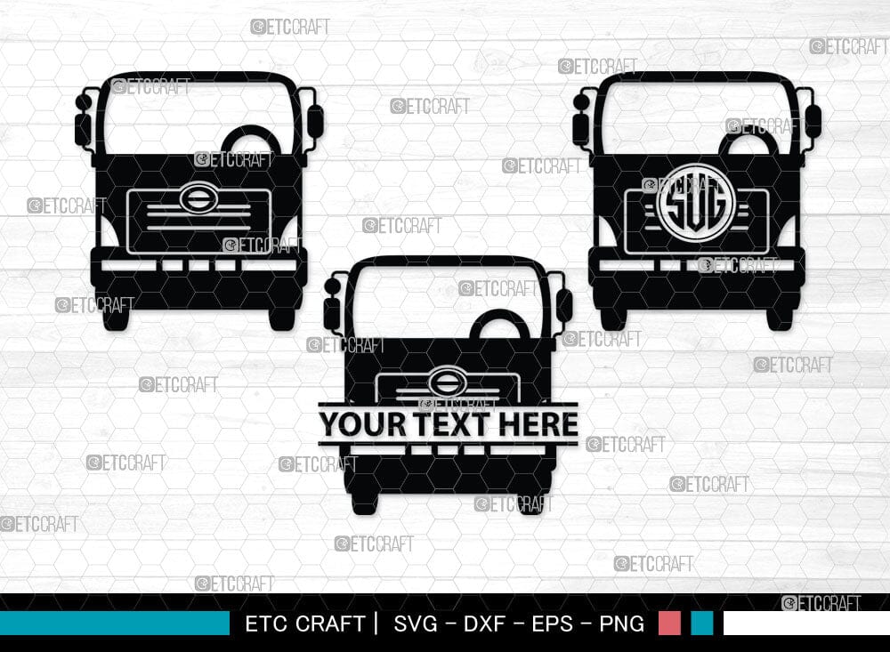 Truck Monogram, Truck Silhouette, Pickup Truck Svg, Container Svg, Semi ...