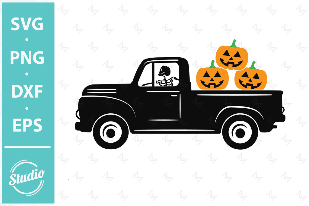 Truck pumpkins Svg, Scary Pumpkin Truck svg, Halloween Truck Svg, Png ...