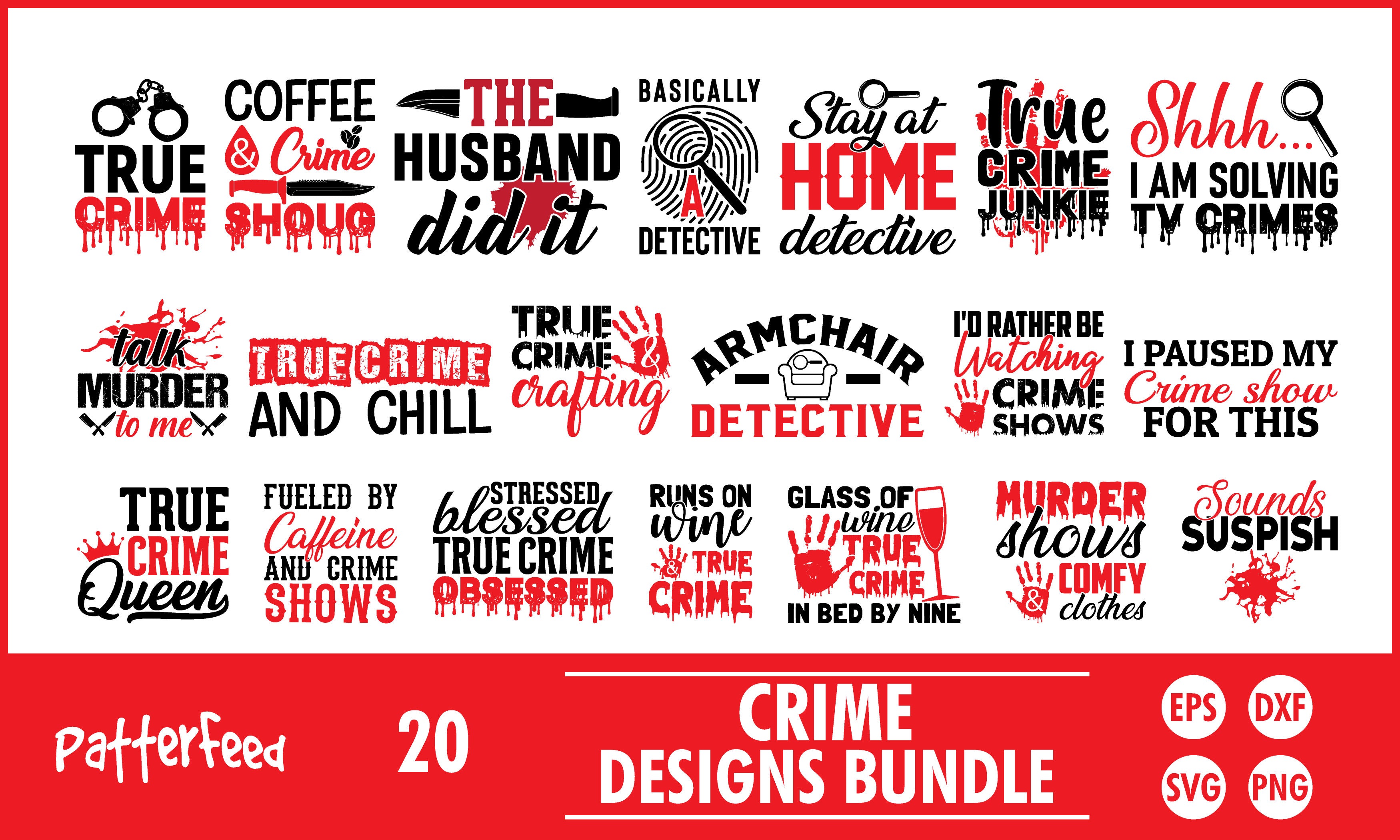True Crime SVG Designs Bundle - So Fontsy