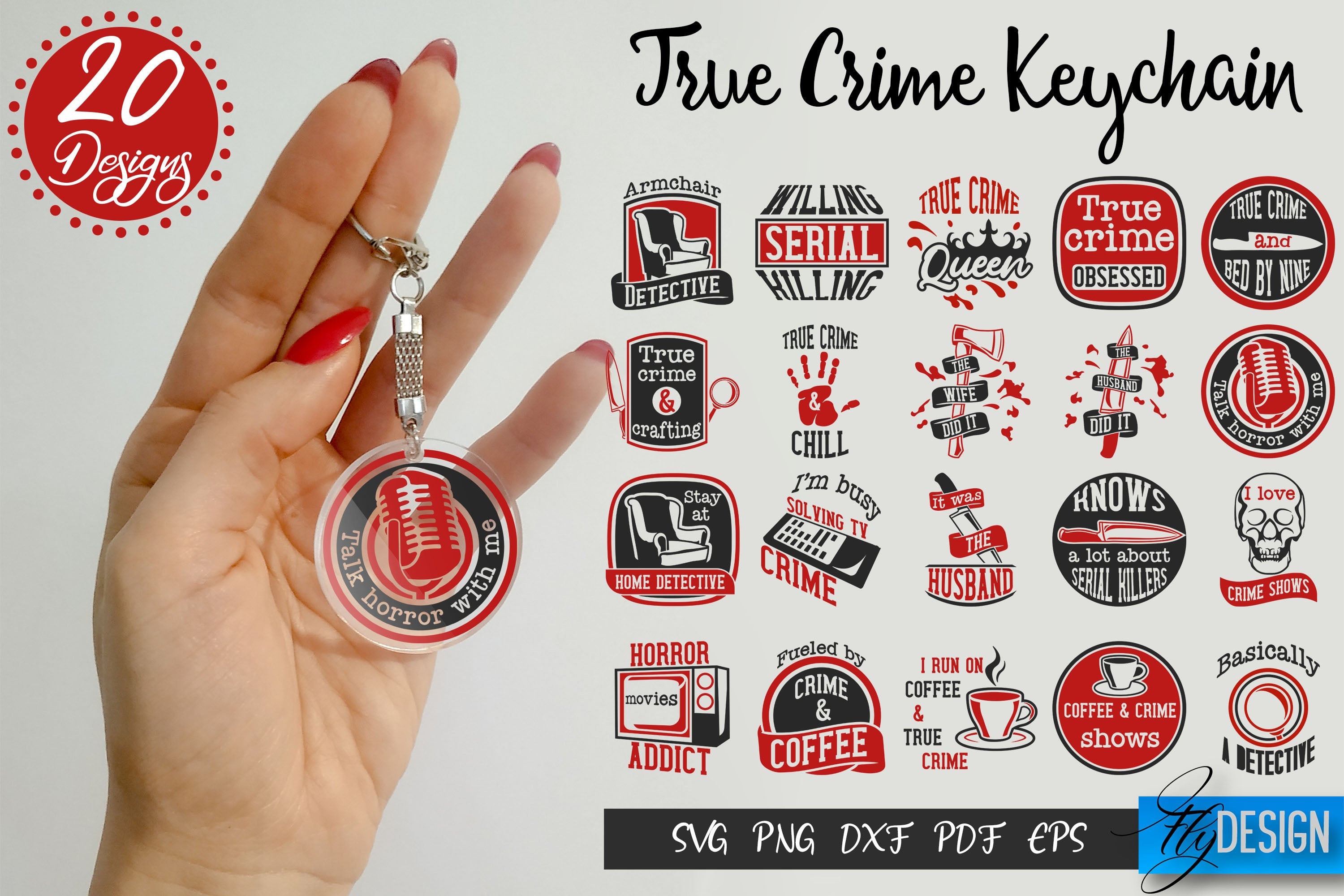 True Crime SVG Keychain | Crime Shows Quotes SVG Keychain - So Fontsy
