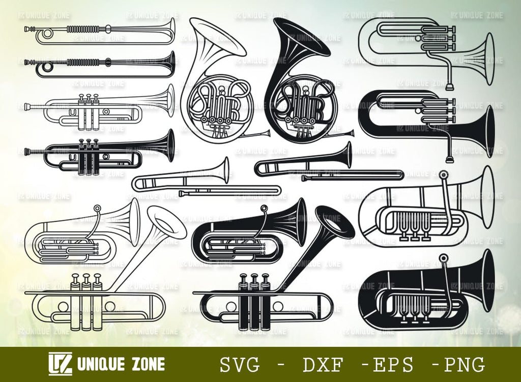 Trumpet SVG Bundle, Trumpet Silhouette, Horn Trumpet Svg, French Horn ...