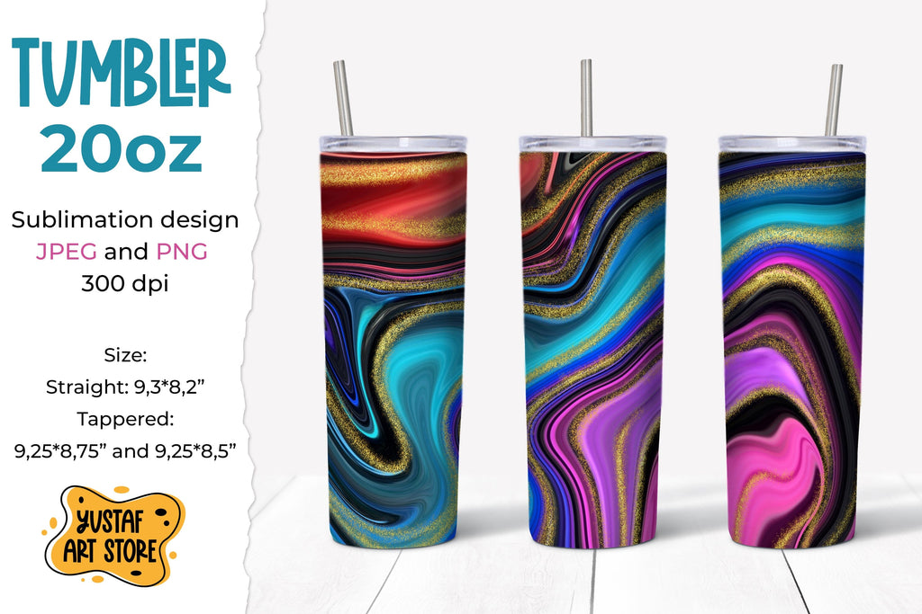 Tumbler sublimation 20 oz. Neon colors marble tumbler wrap - So Fontsy