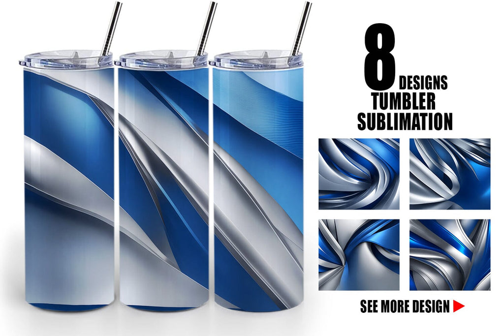 Tumbler Wrap Wave Blue Silver - So Fontsy