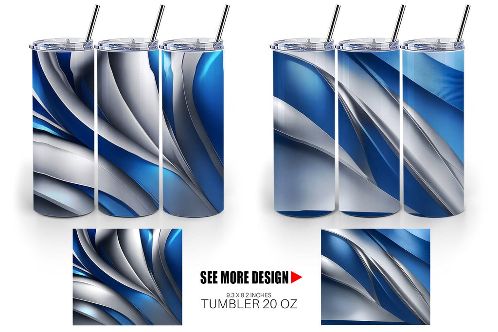 Tumbler Wrap Wave Blue Silver - So Fontsy