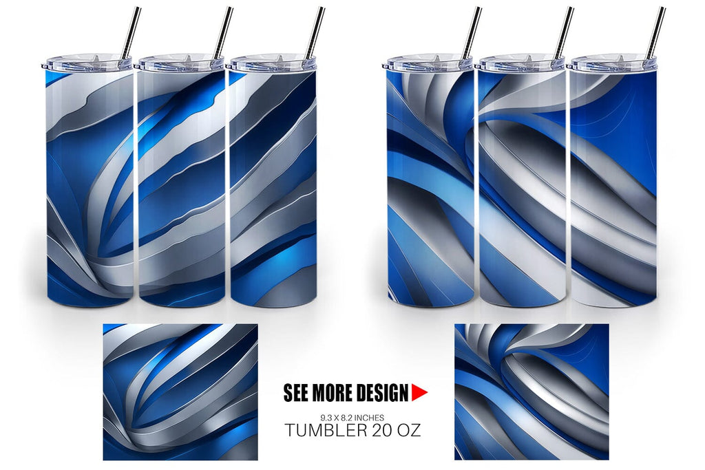 Tumbler Wrap Wave Blue Silver - So Fontsy