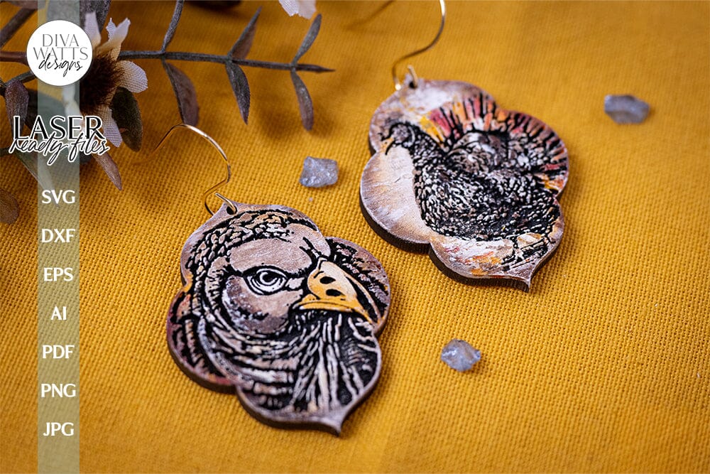 Turkey Earrings SVG For Laser Fall Earrings Cute Turkey Glowforge Earr ...