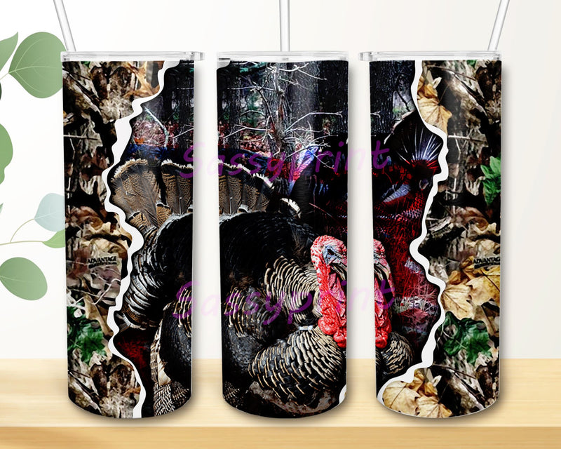 Turkey Hunting, Camouflage, Turkey, 20oz Skinny Tumbler PNG ...