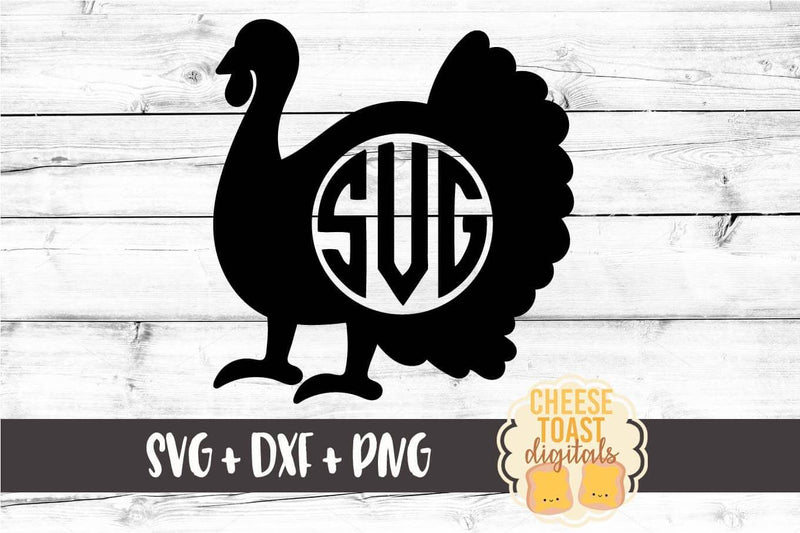 Turkey Monogram Frame - Thanksgiving SVG PNG DXF Cut Files - So Fontsy