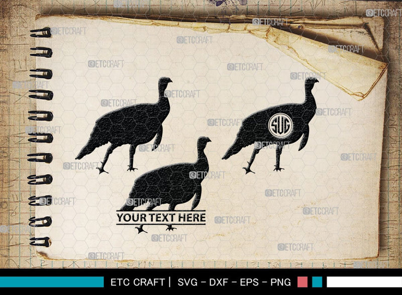 Turkey Monogram, Turkey Silhouette, Turkey SVG, Turkey Bird Svg ...