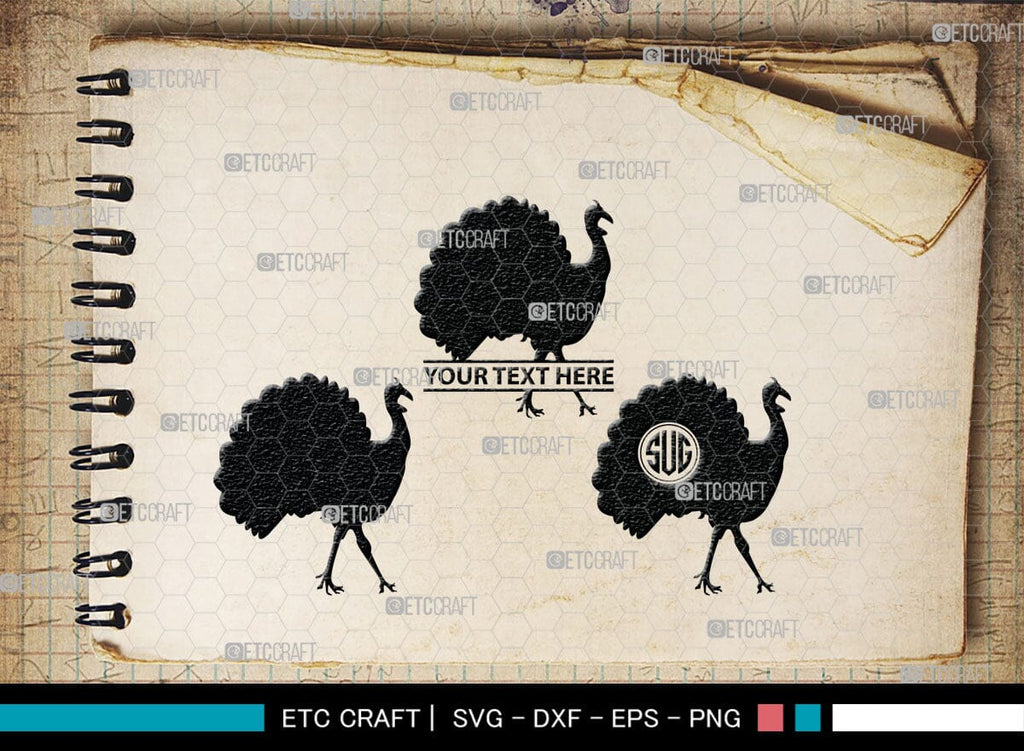 Turkey Monogram, Turkey Silhouette, Turkey SVG, Turkey Bird Svg ...
