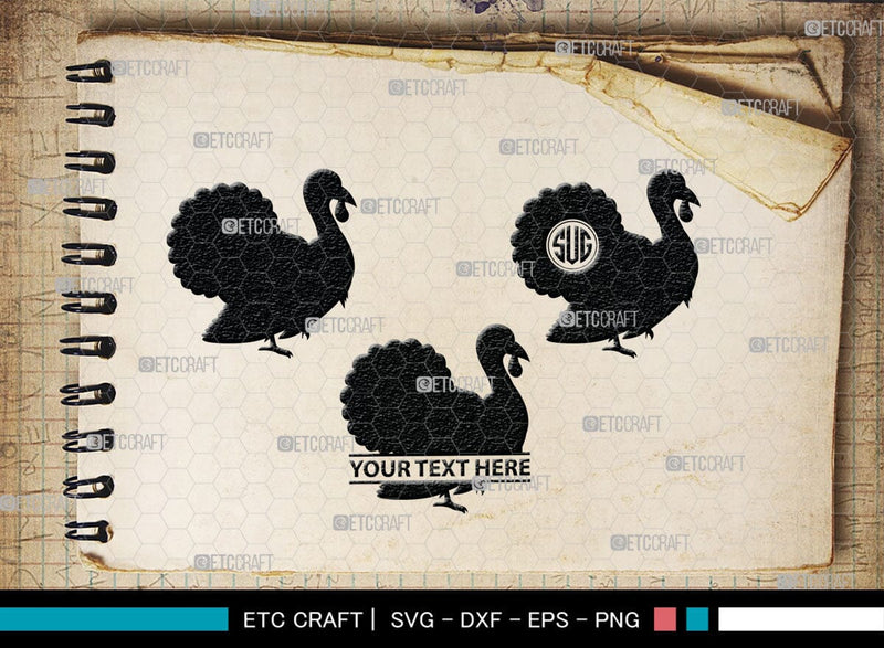 Turkey Monogram, Turkey Silhouette, Turkey SVG, Turkey Bird Svg ...