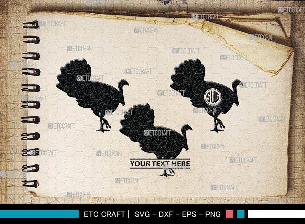 Turkey Monogram, Turkey Silhouette, Turkey SVG, Turkey Bird Svg ...