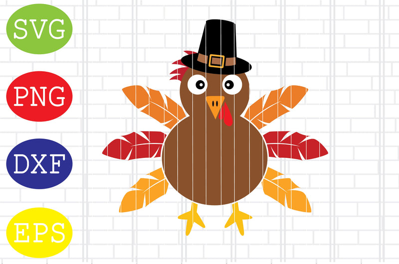 Turkey Pilgrim Hat Svg, Turkey Vector, Turkey Face Svg, Thanksgiving ...