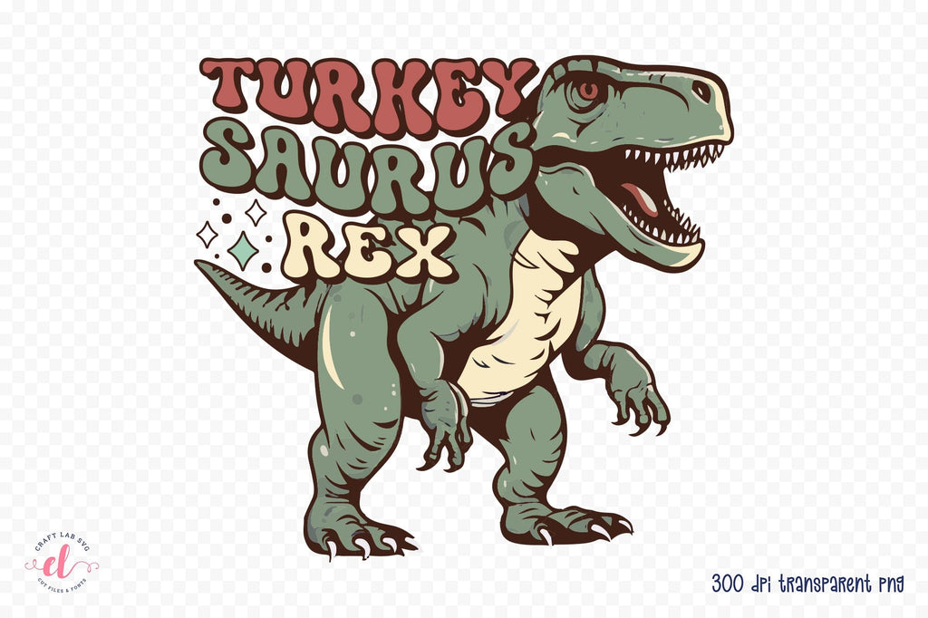 Turkey Saurus Rex PNG Retro Sublimation Design - So Fontsy