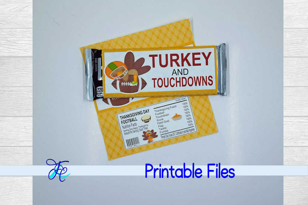 Turkey & Touchdowns Candy Bar Wrapper - So Fontsy