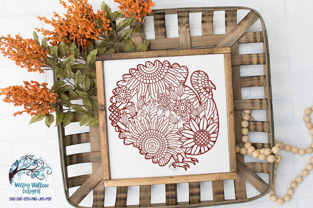 Turkey Zentangle SVG | Turkey Mandala | Thanksgiving SVG Cut File - So ...