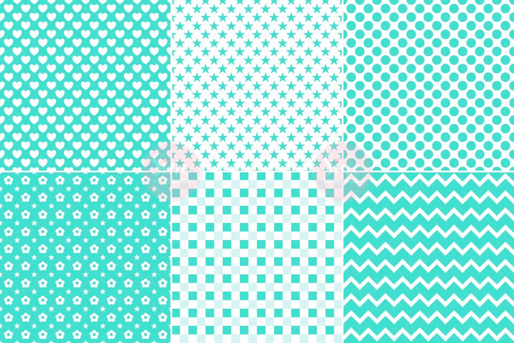 Turquoise and White Pattern Seamless Digital Paper Backgrounds - So Fontsy