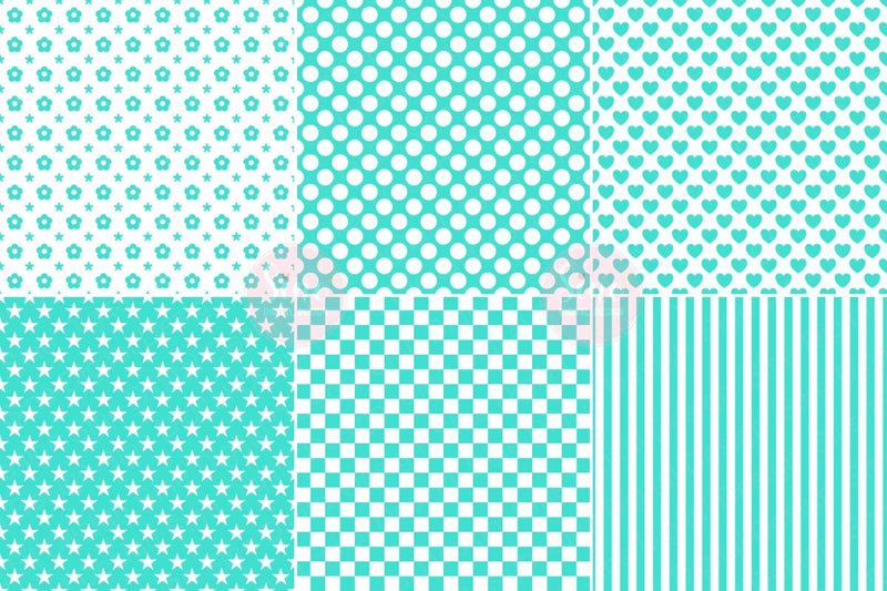 Turquoise and White Pattern Seamless Digital Paper Backgrounds - So Fontsy