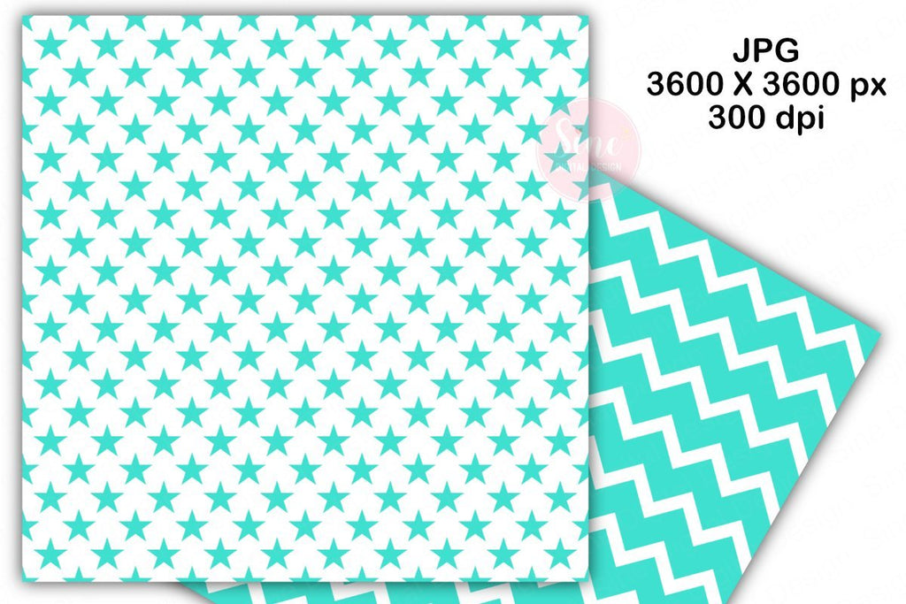 Turquoise and White Pattern Seamless Digital Paper Backgrounds - So Fontsy