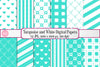 Turquoise and White Valentines Digital Papers Backgrounds Set - So Fontsy