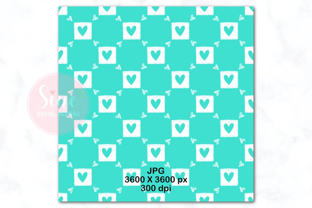 Turquoise and White Valentines Digital Papers Backgrounds Set - So Fontsy