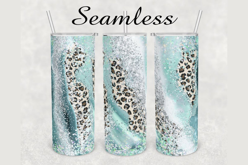 Turquoise Marble Cheetah Tumbler sublimation design 20 oz skinny ...