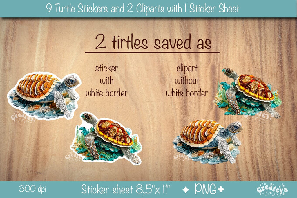 Turtle stickers Bundle Funny Sticker Printable stickers sheet PNG - So ...