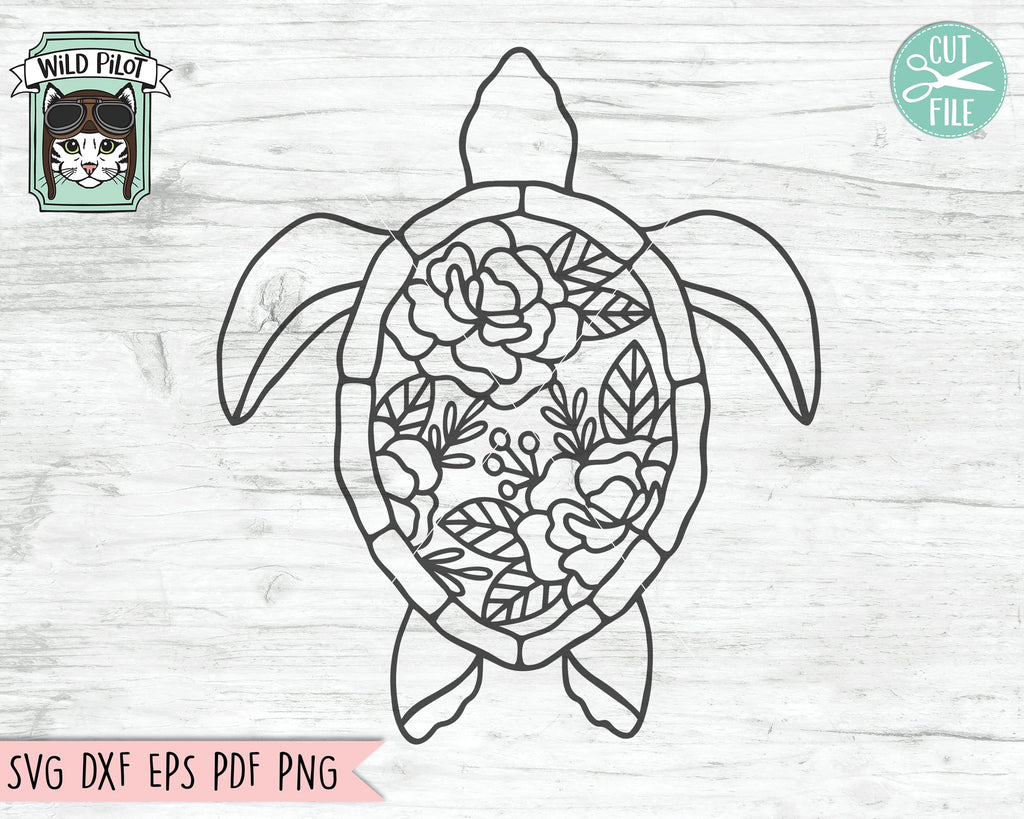 Floral Turtle SVG Cut File - So Fontsy