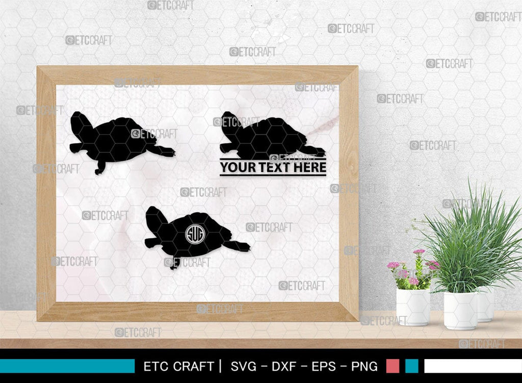 Turtles Monogram, Turtle Silhouette, Turtle SVG, Aquatic Turtle Svg ...