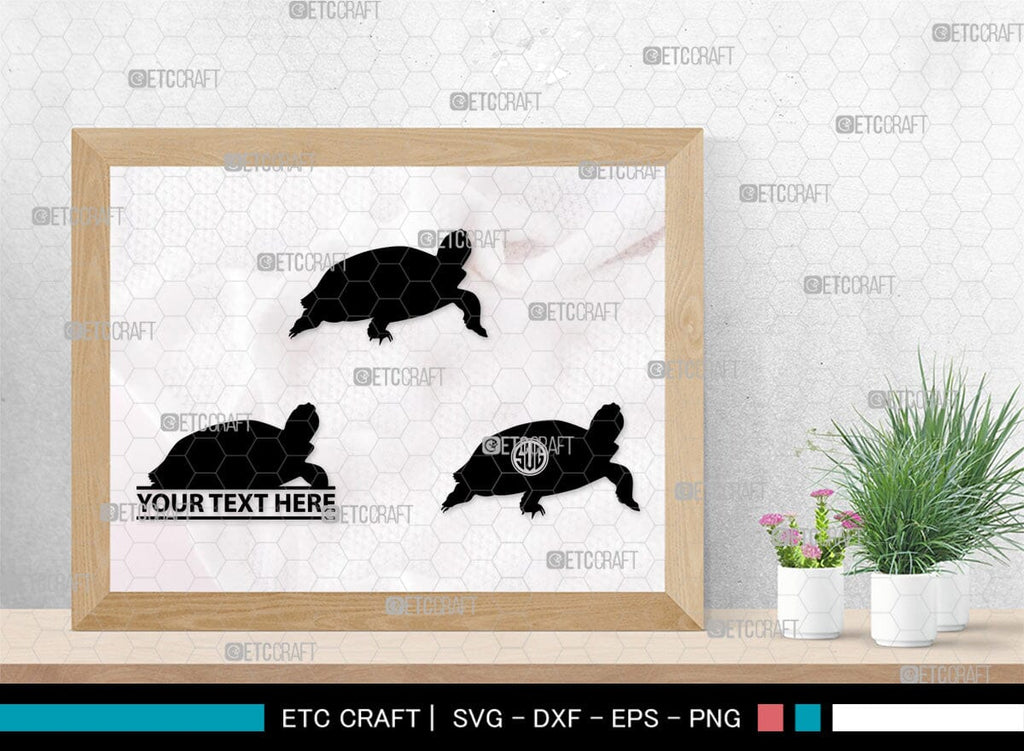 Turtles Monogram, Turtle Silhouette, Turtle SVG, Aquatic Turtle Svg ...