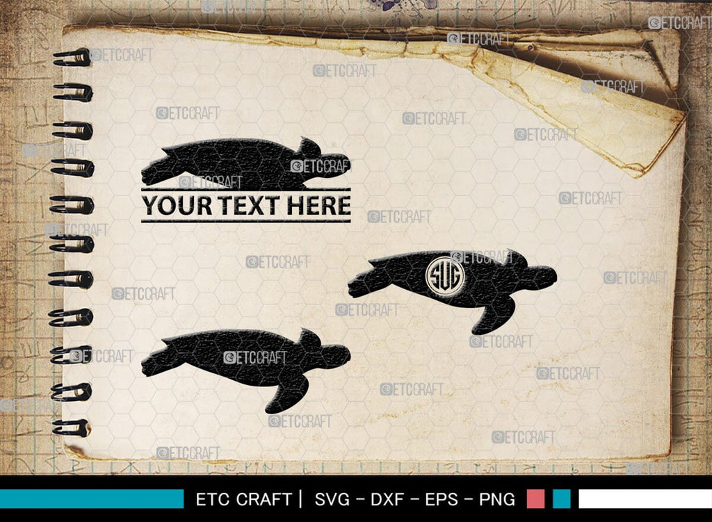 Turtles Monogram, Turtle Silhouette, Turtle SVG, Aquatic Turtle Svg ...