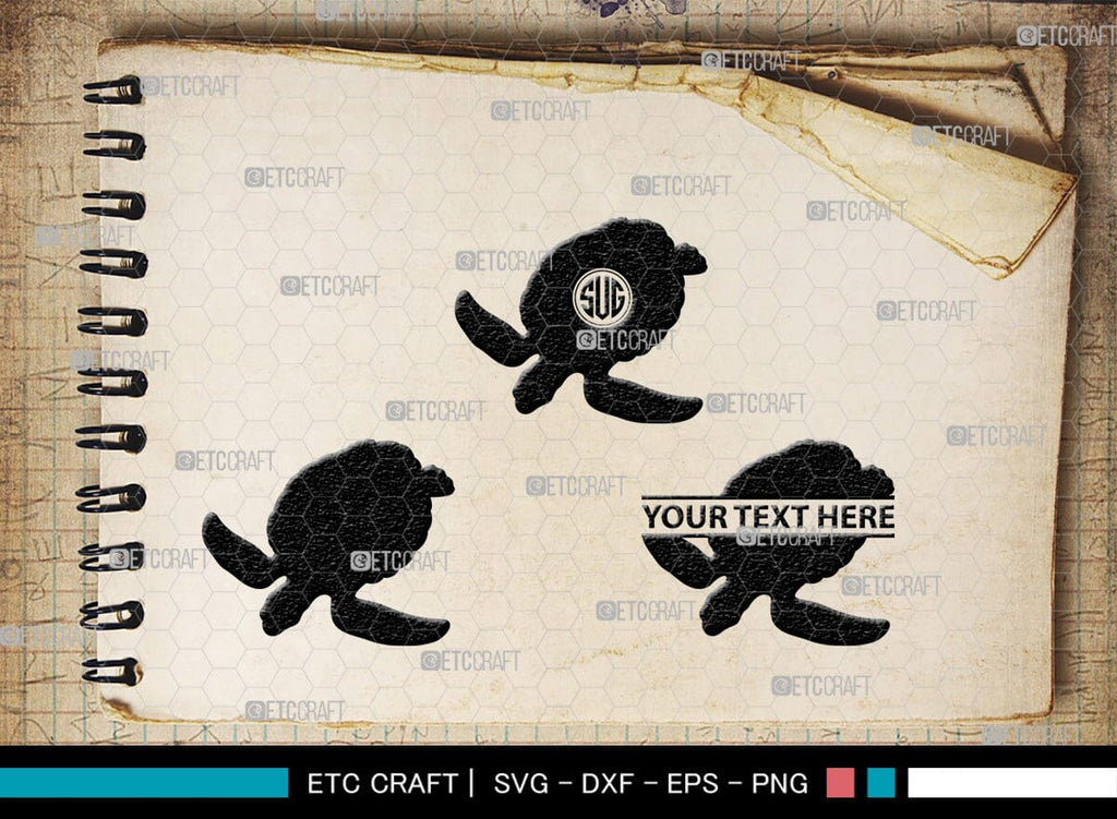 Turtles Monogram, Turtle Silhouette, Turtle SVG, Aquatic Turtle Svg ...