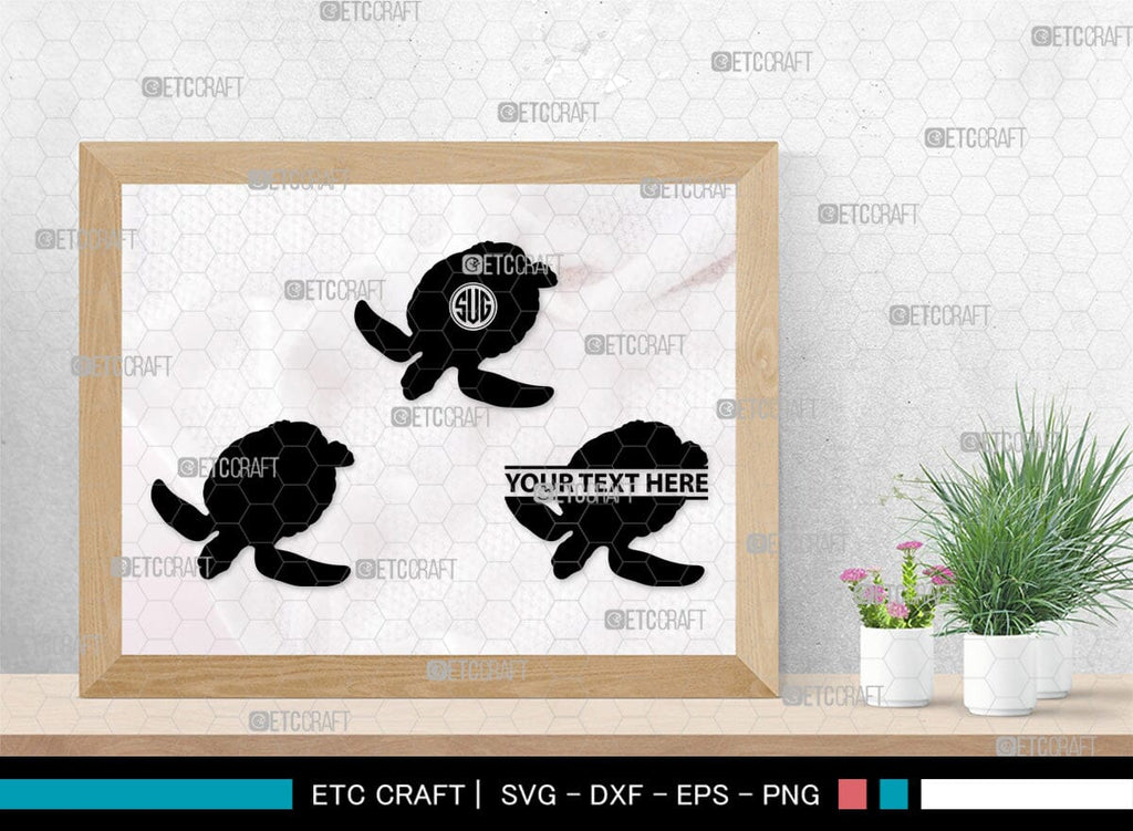 Turtles Monogram, Turtle Silhouette, Turtle SVG, Aquatic Turtle Svg ...