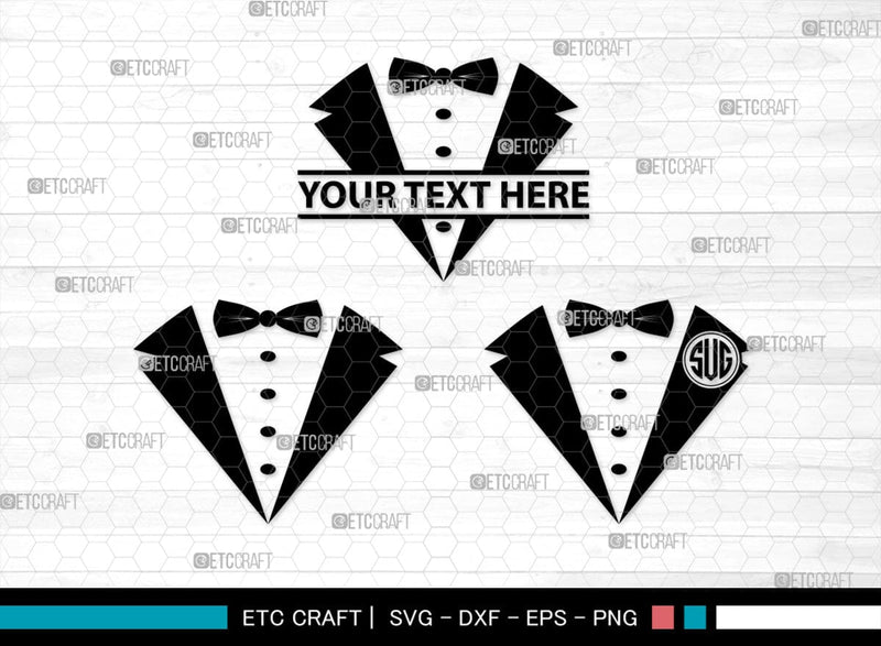 Tuxedo Monogram, Tuxedo Silhouette, Tuxedo SVG, Bow Tie Svg, Bow Svg ...