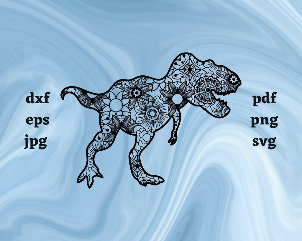 Tyrannosaurus Rex Mandala SVG Cut File - So Fontsy