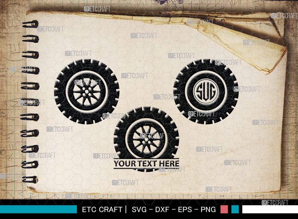 Tyre monogram, Tyre Silhouette, Tyre SVG Cut Files, Vehicle Tyre Svg ...