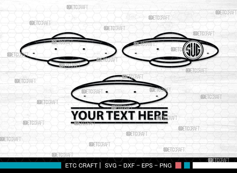 UFO Monogram, UFO Silhouette, UFO Svg, Alien Ship Svg, Flying Saucer ...