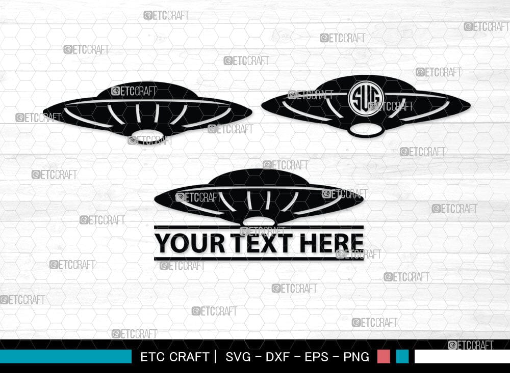 UFO Monogram, UFO Silhouette, UFO Svg, Alien Ship Svg, Flying Saucer ...