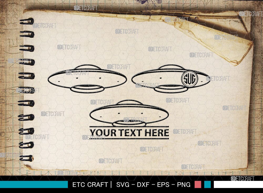 UFO Monogram, UFO Silhouette, UFO Svg, Alien Ship Svg, Flying Saucer ...