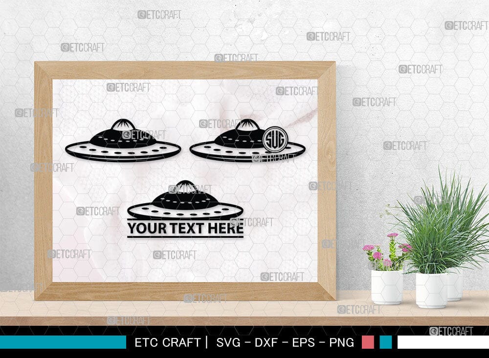UFO Monogram, UFO Silhouette, UFO Svg, Alien Ship Svg, Flying Saucer ...