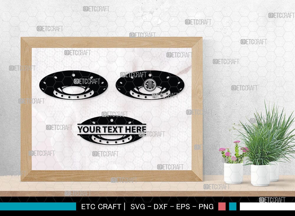 UFO Monogram, UFO Silhouette, UFO Svg, Alien Ship Svg, Flying Saucer ...