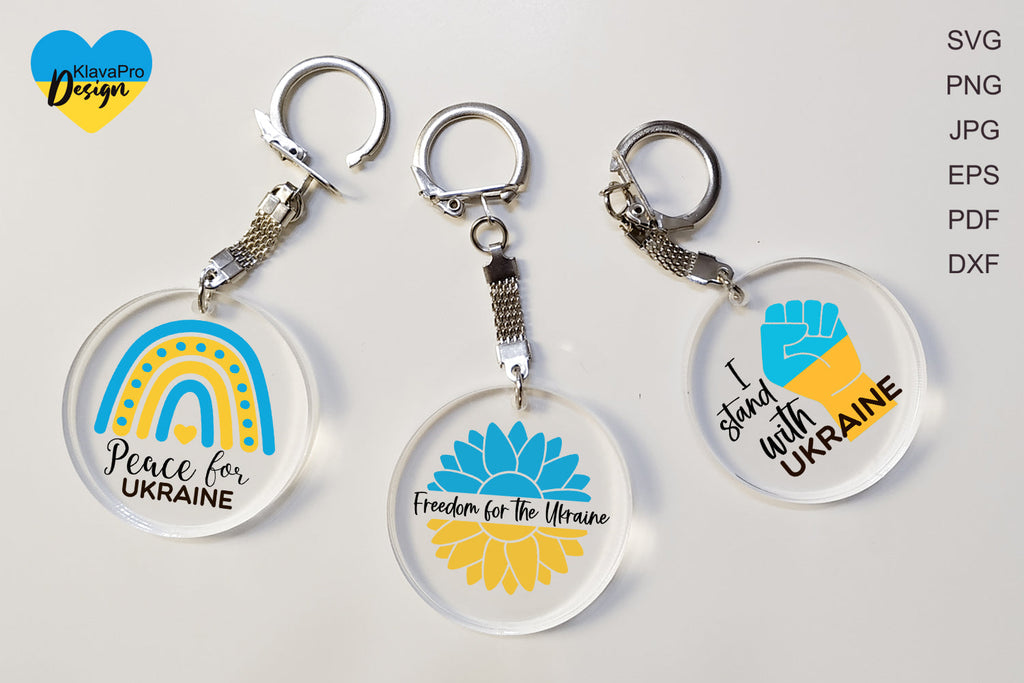 Ukraine Keychain SVG Bundle. Acrylic Round Keychain SVG - So Fontsy