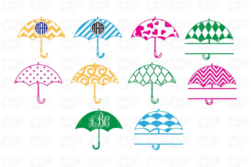 Umbrella SVG, Umbrella Monogram SVG - So Fontsy