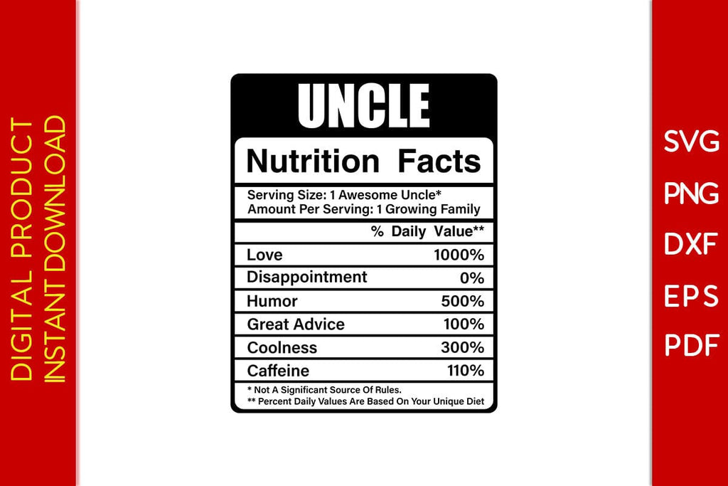 Uncle Nutrition Facts SVG PNG PDF Cut File - So Fontsy