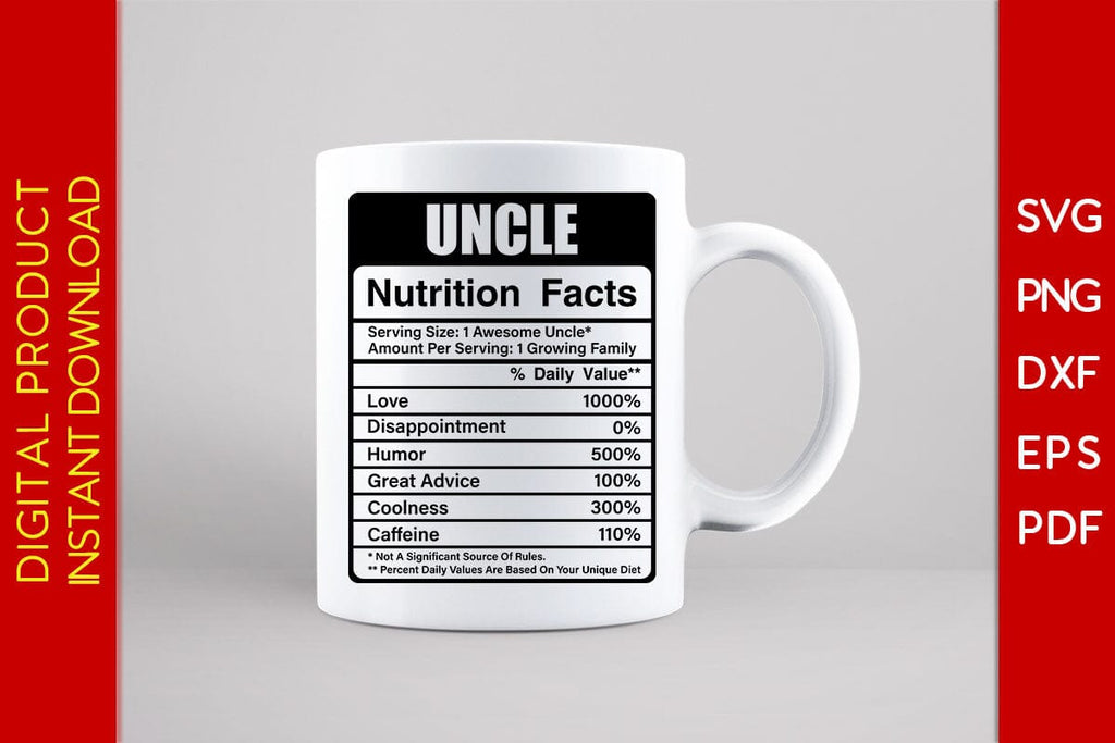 Uncle Nutrition Facts SVG PNG PDF Cut File - So Fontsy