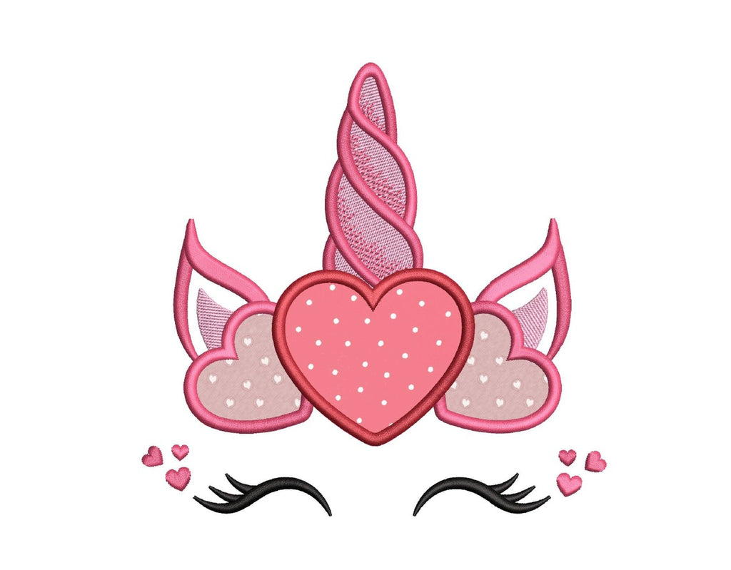 Unicorn Applique Embroidery Design, Valentine's Day Unicorn Embroidery ...