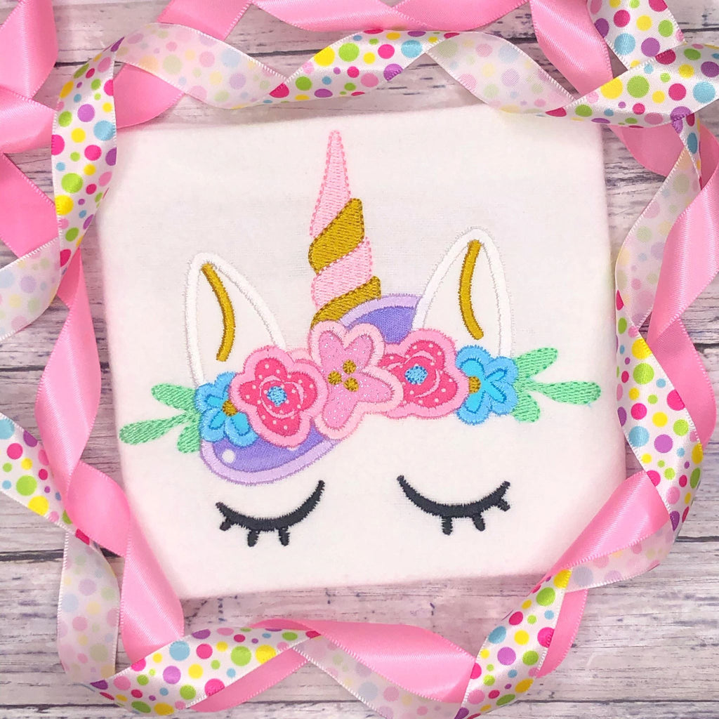 Unicorn Face Applique Machine Embroidery Design - So Fontsy