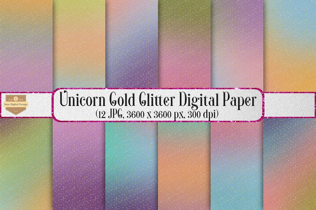 Unicorn Glitter Background Digital Papers - So Fontsy