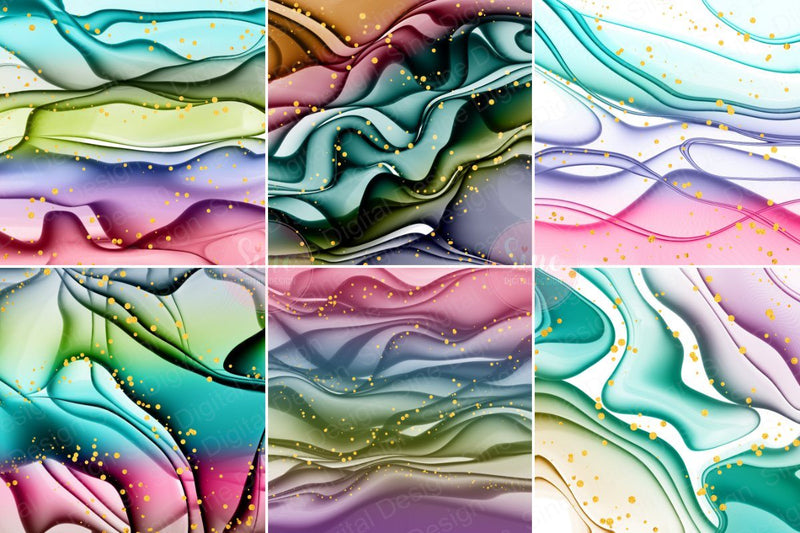 Unicorn Ink Glitter Digital Papers Background Pack - So Fontsy